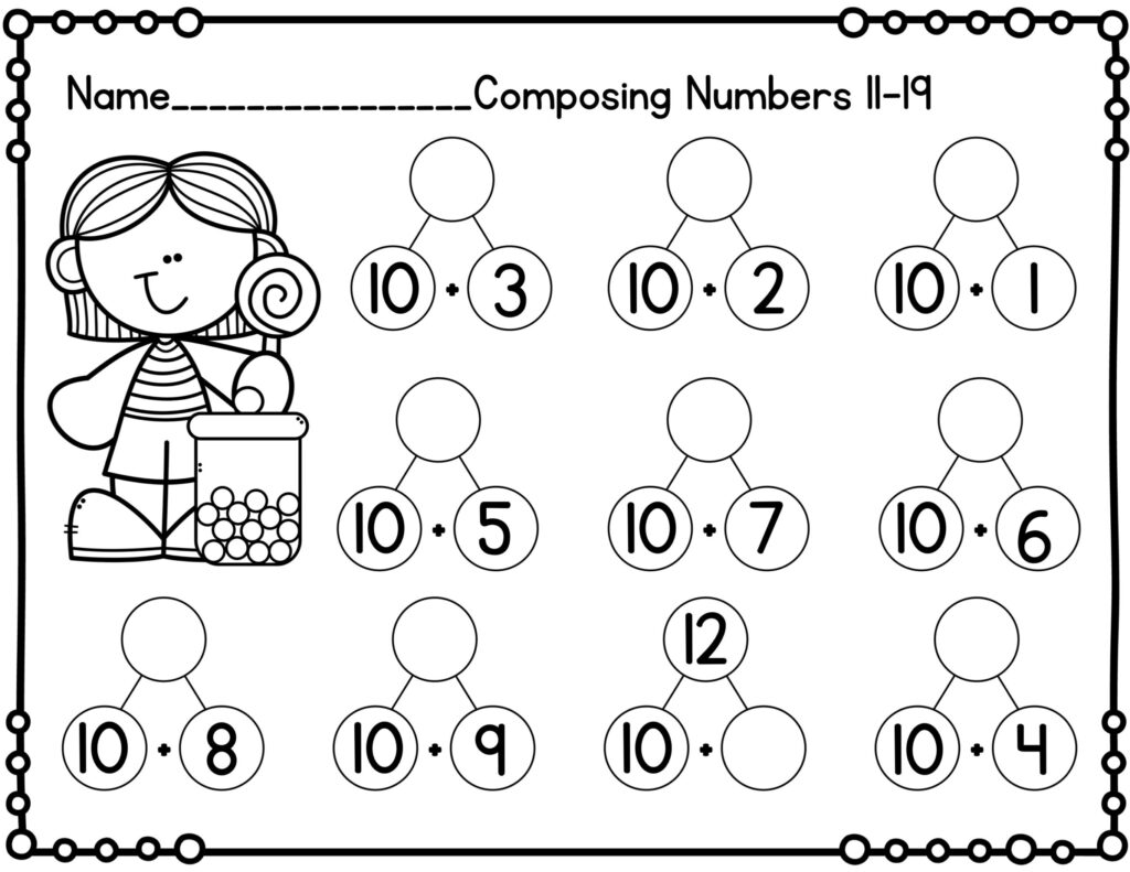 Decompose Numbers Kindergarten Worksheet - kids Printable