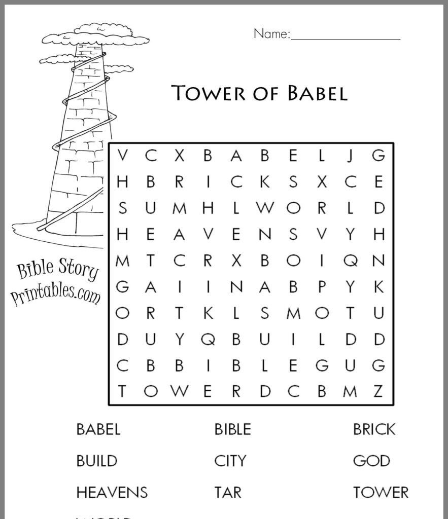Printable Tower Of Babel Activity Sheets - kids Printable