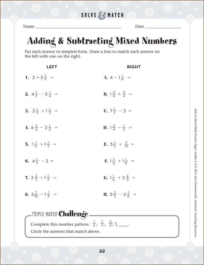 Adding And Subtracting Mixed Numbers With Regrouping Worksheet - kids ...