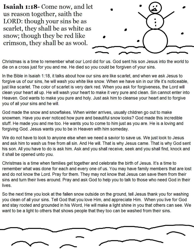 Printable Christmas Story For Sunday School With Pictures - kids Printable