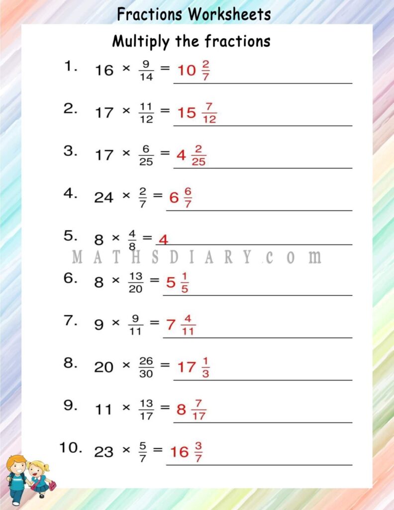 Multiplying Unit Fractions By Whole Numbers Worksheets - kids Printable