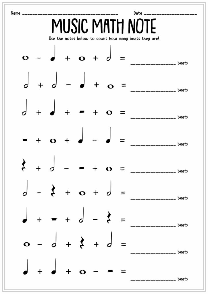 Note Values Free Printable Worksheet Activity Identifying Music Notes ...