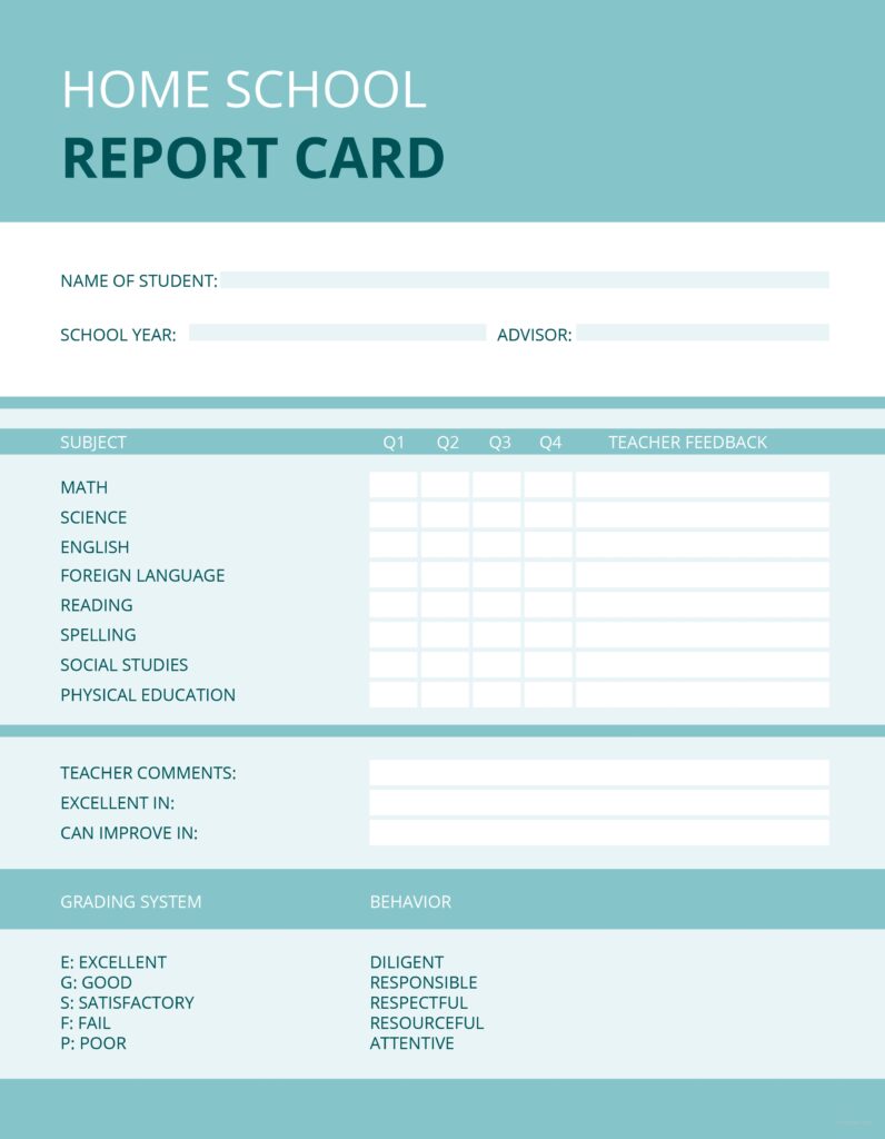Printable Report Card Template Free - kids Printable