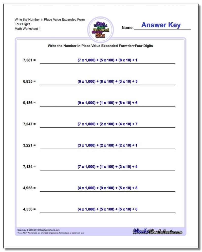 Write The Numbers In Expanded Form Worksheets - kids Printable